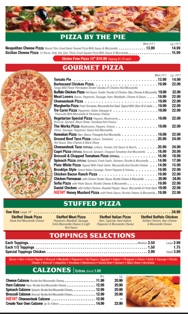 Menu | VIP Pizza & Pasta